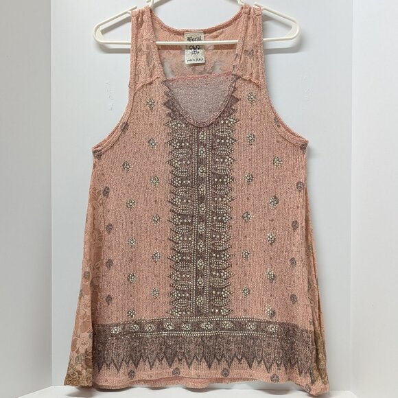 Vocal | Tops | Vocal Embellished Pink Knit Tank Top W Lace Accents ...